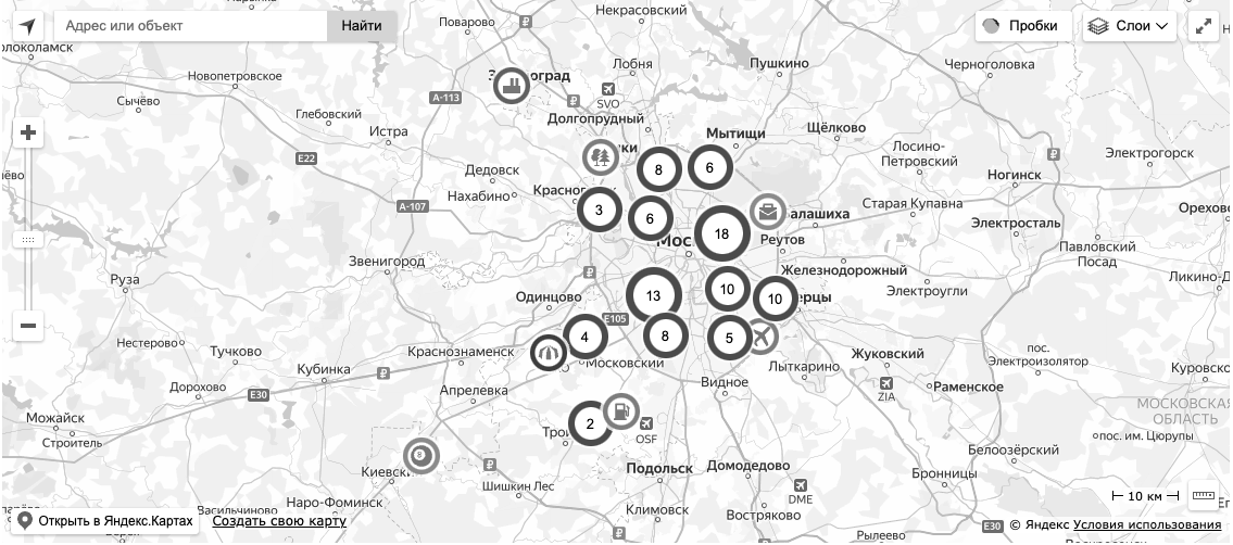 Карта - документация компонента Upline Studio